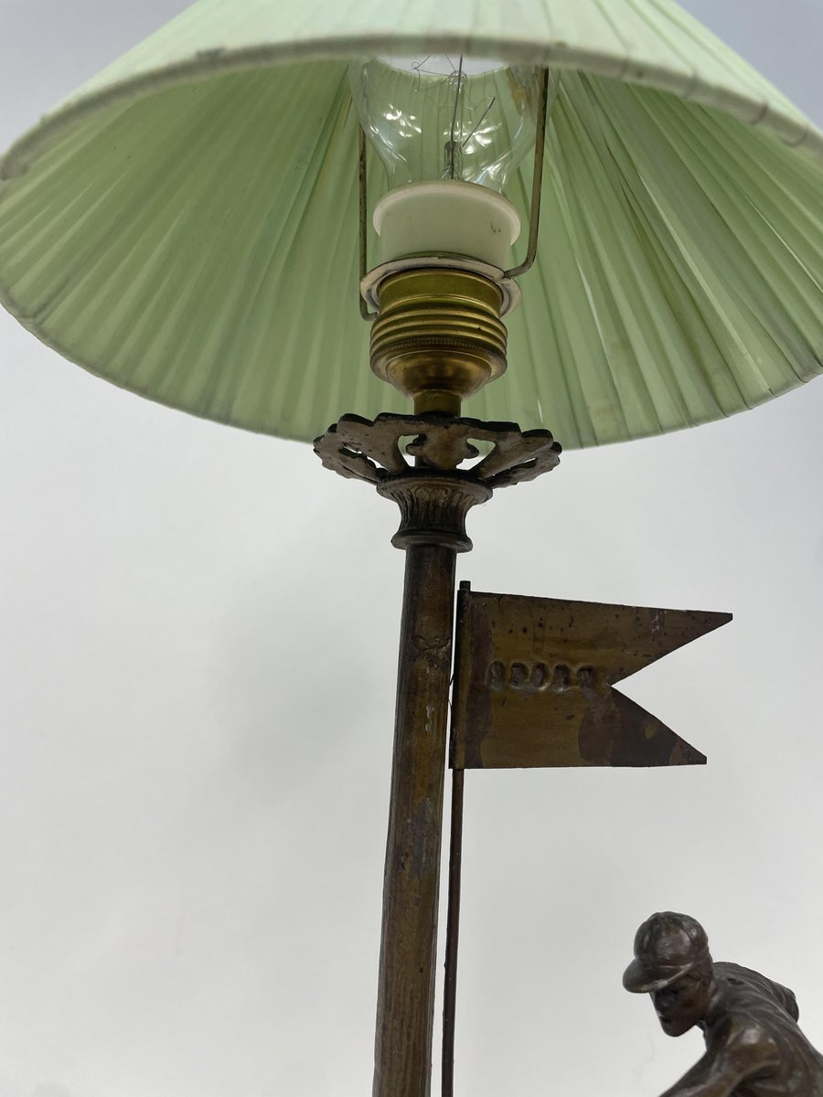 Antique Bronze Lamp with Racing Horse, Liberty, 1920s for sale at Pamono