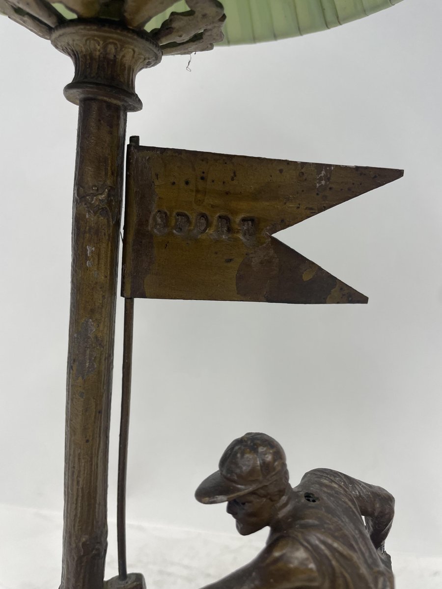 Antique Bronze Lamp with Racing Horse, Liberty, 1920s for sale at Pamono