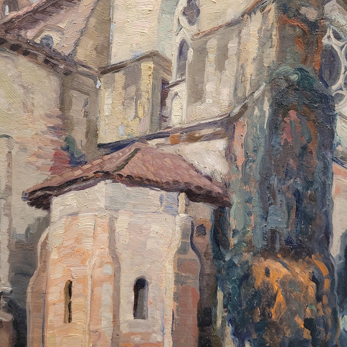 Jean Rigaud, Abbey of Sorde, 1943, Oil on Board, Framed for sale at Pamono