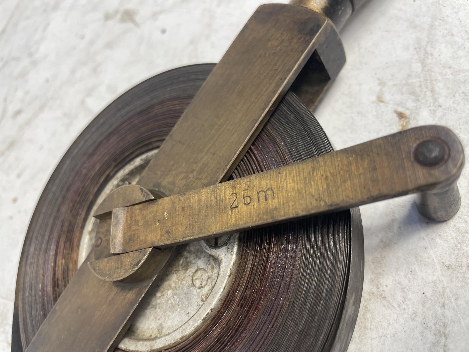 Antique Tape Measure in Metal and Brass, 1930s for sale at Pamono