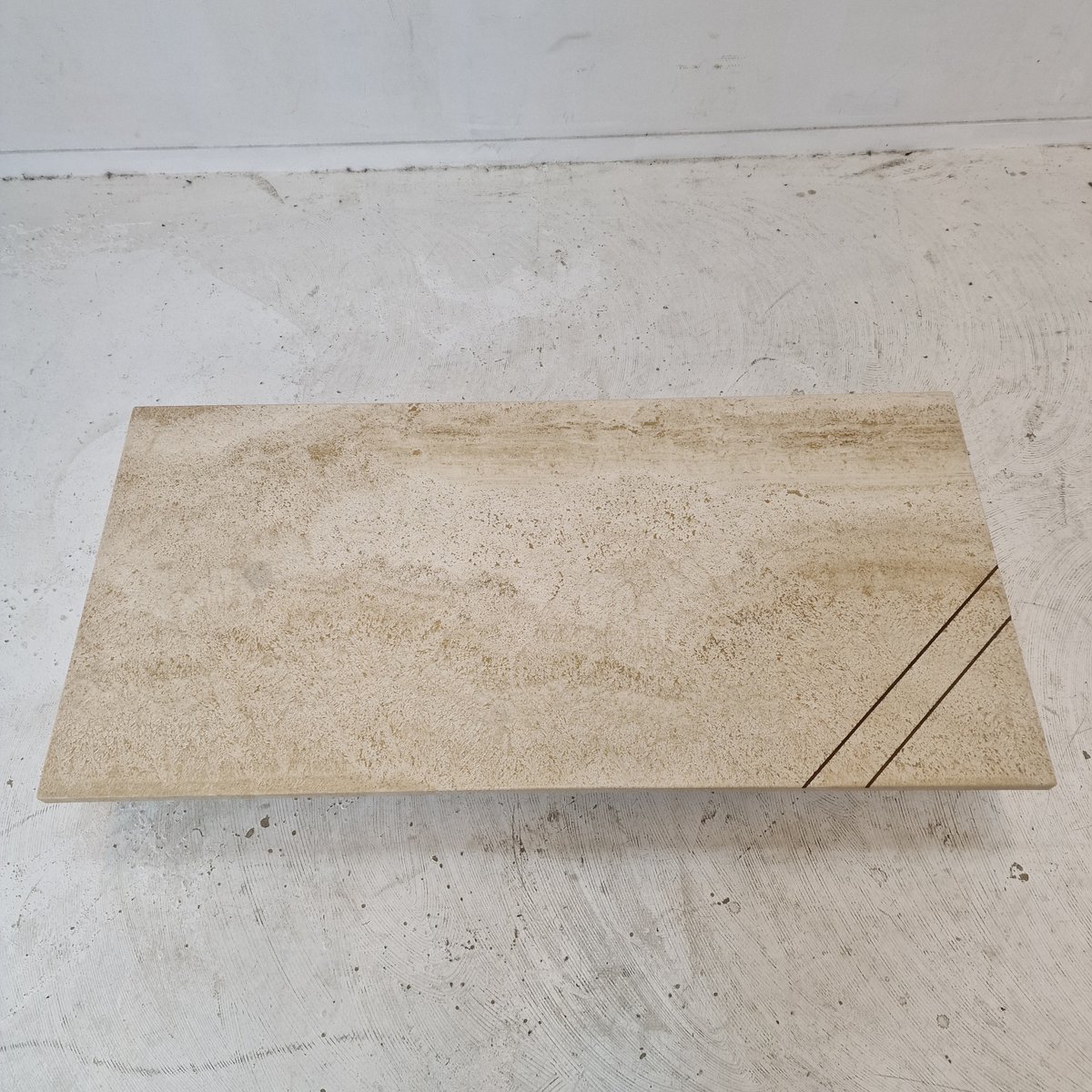 Table Basse ou d'Appoint Rectangle en Travertin avec Laiton, Italie ...