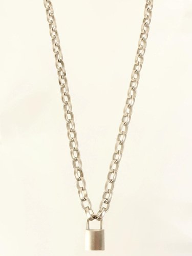 CC Mark Padlock Motif Long Necklace in Silver from Chanel for sale at ...
