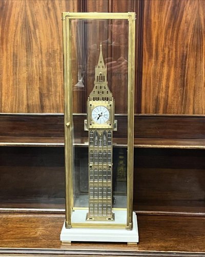 Big Ben Brass Skeleton Clock with Case and Key for sale at Pamono