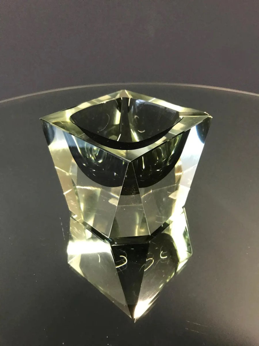 Murano Glass Sommerso Block Smoked Cube Ashtray Element, Italy, 1970s ...