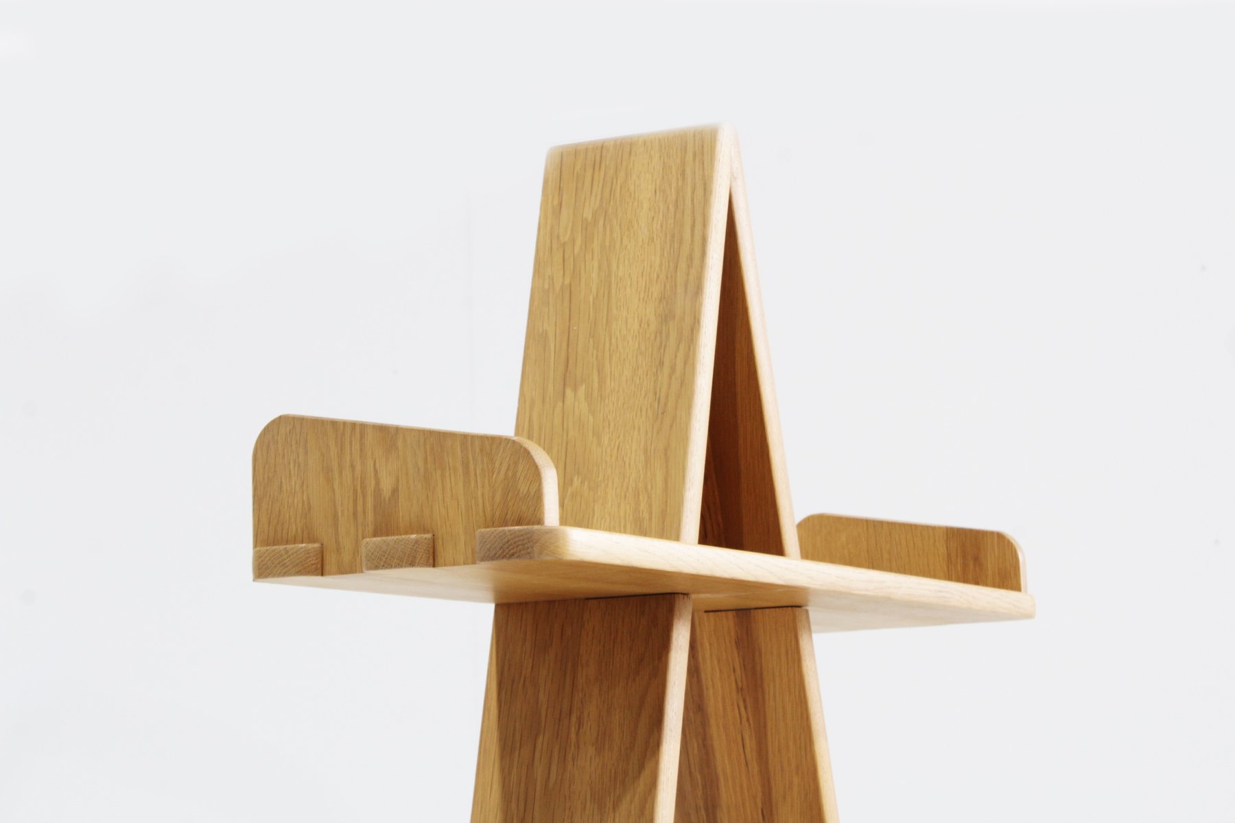 Brutalist Pyramid Shelving Unit Bookcase in Oak for sale at Pamono