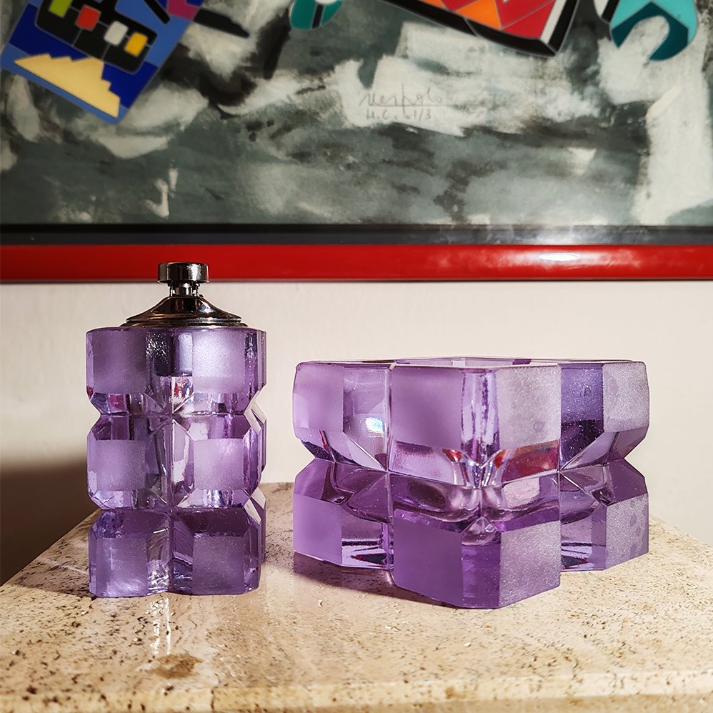 Purple Crystal Smoking Set in Murano Glass attributed to Antonio ...