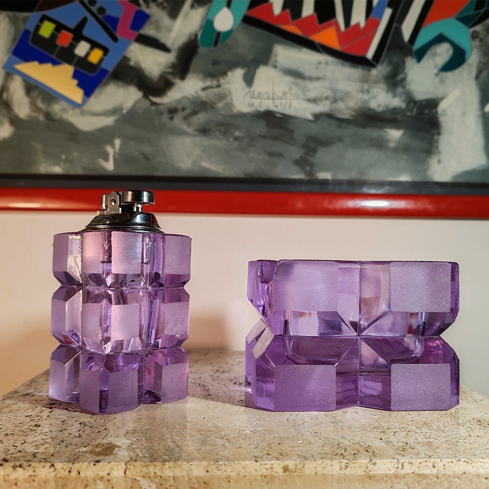 Purple Crystal Smoking Set in Murano Glass attributed to Antonio ...