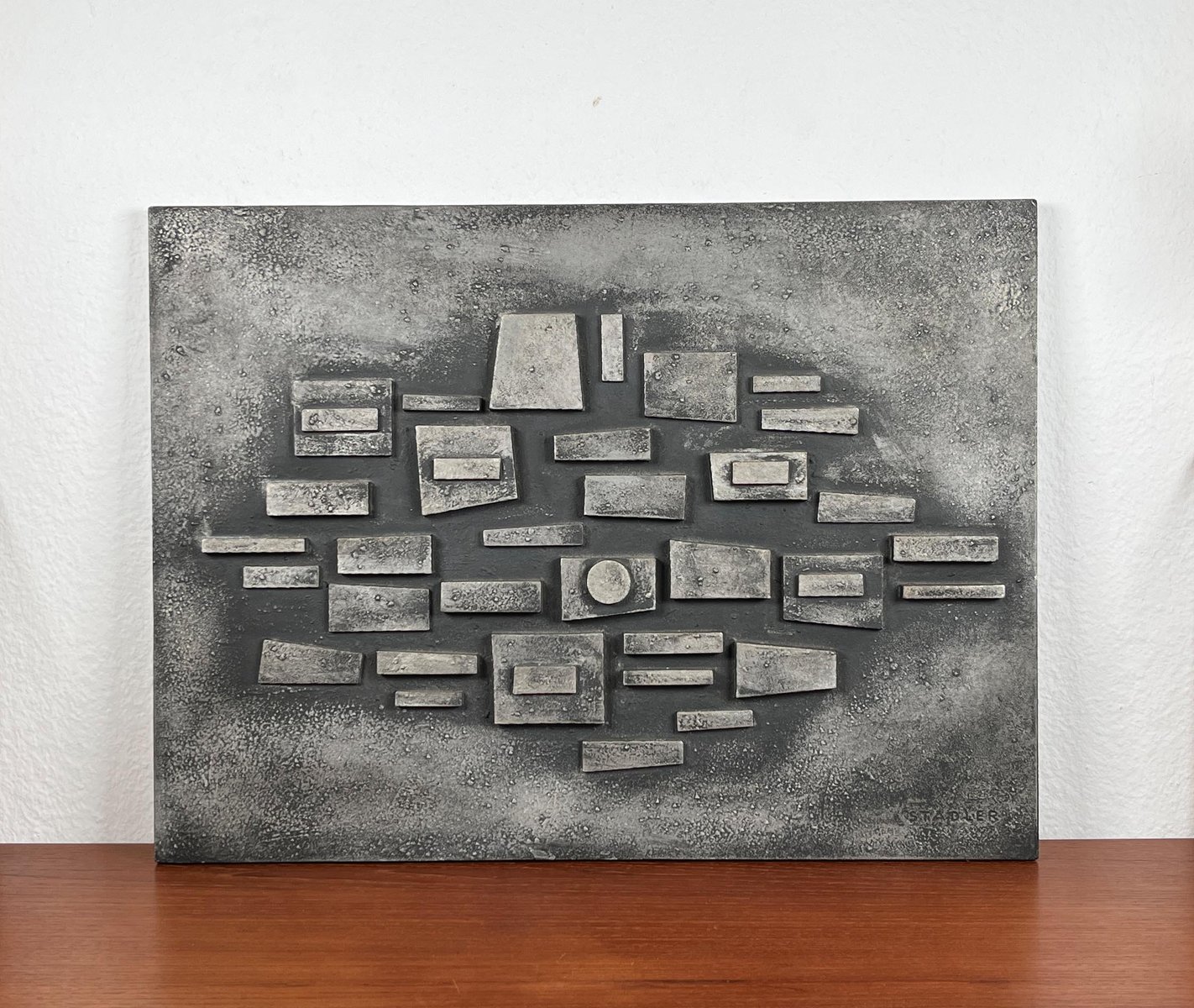 Mid-Century Brutalist Cast Aluminum Wall Relief from Stadler Design ...