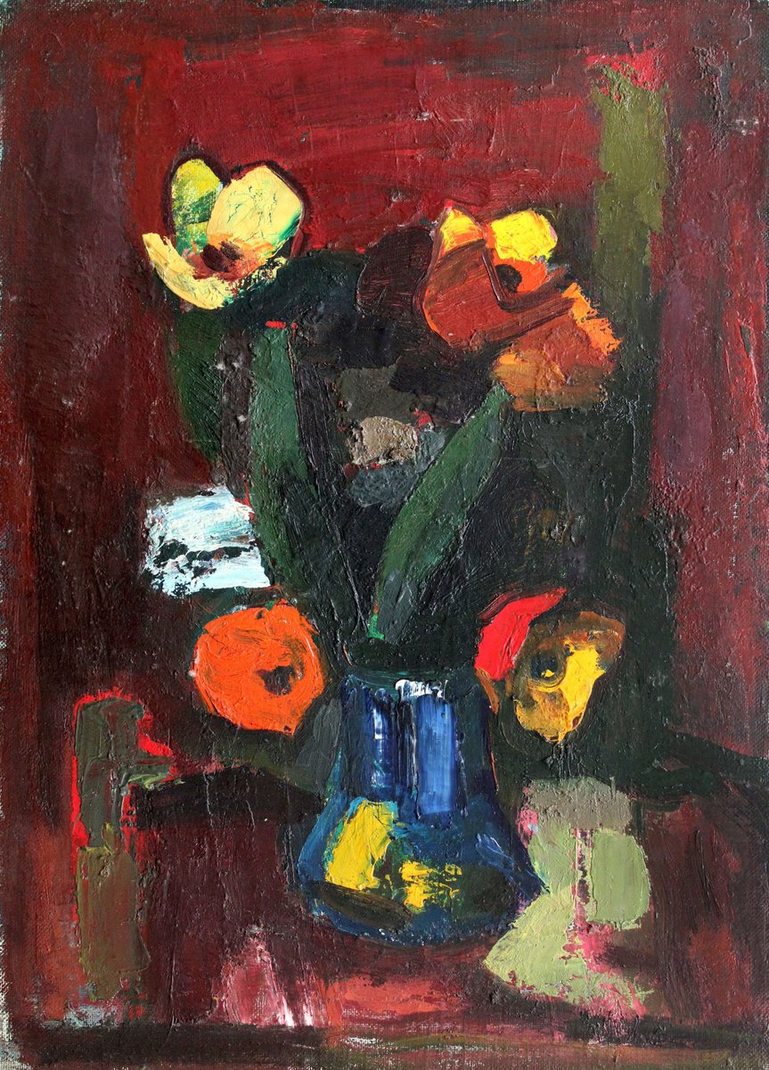 Aleksandr Rodin, Flowers, Oil Painting, 1970s for sale at Pamono