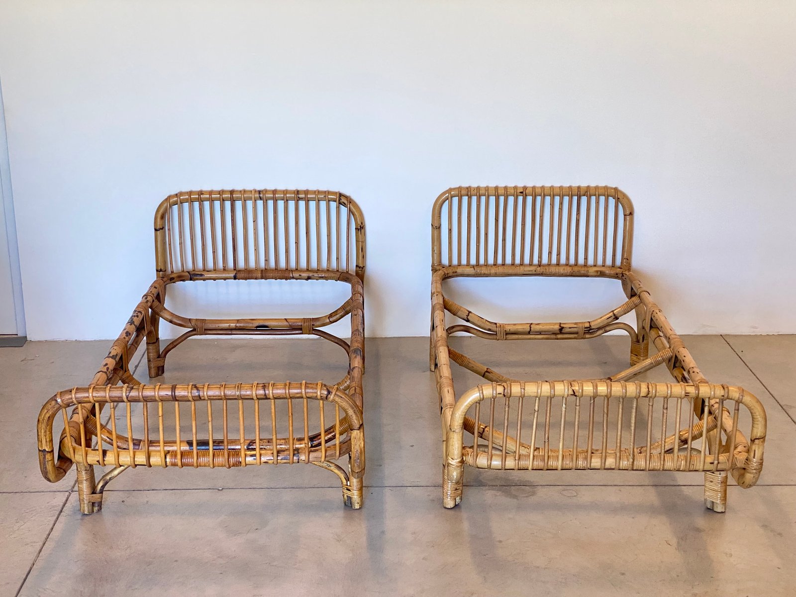 Bamboo and Wicker Bed, 1970s for sale at Pamono