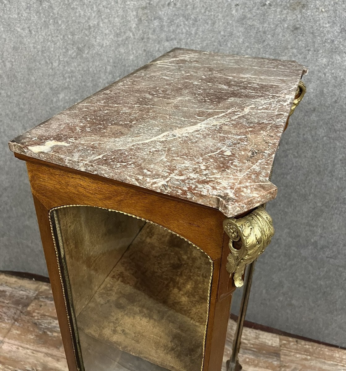 Louis XV Three-Sided Display Case in Mahogany and Gilded Bronzes, 1850s ...