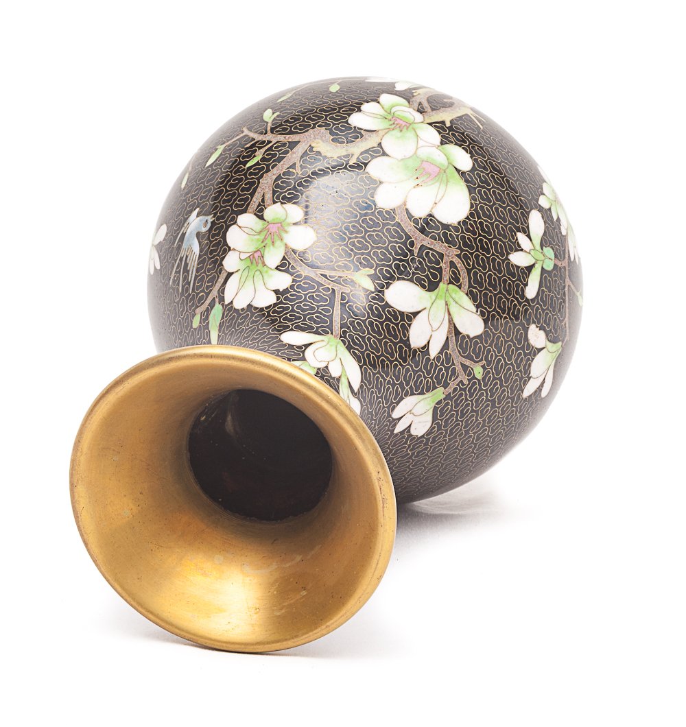 Antique Chinese Enameled Brass Vase, 1890s for sale at Pamono