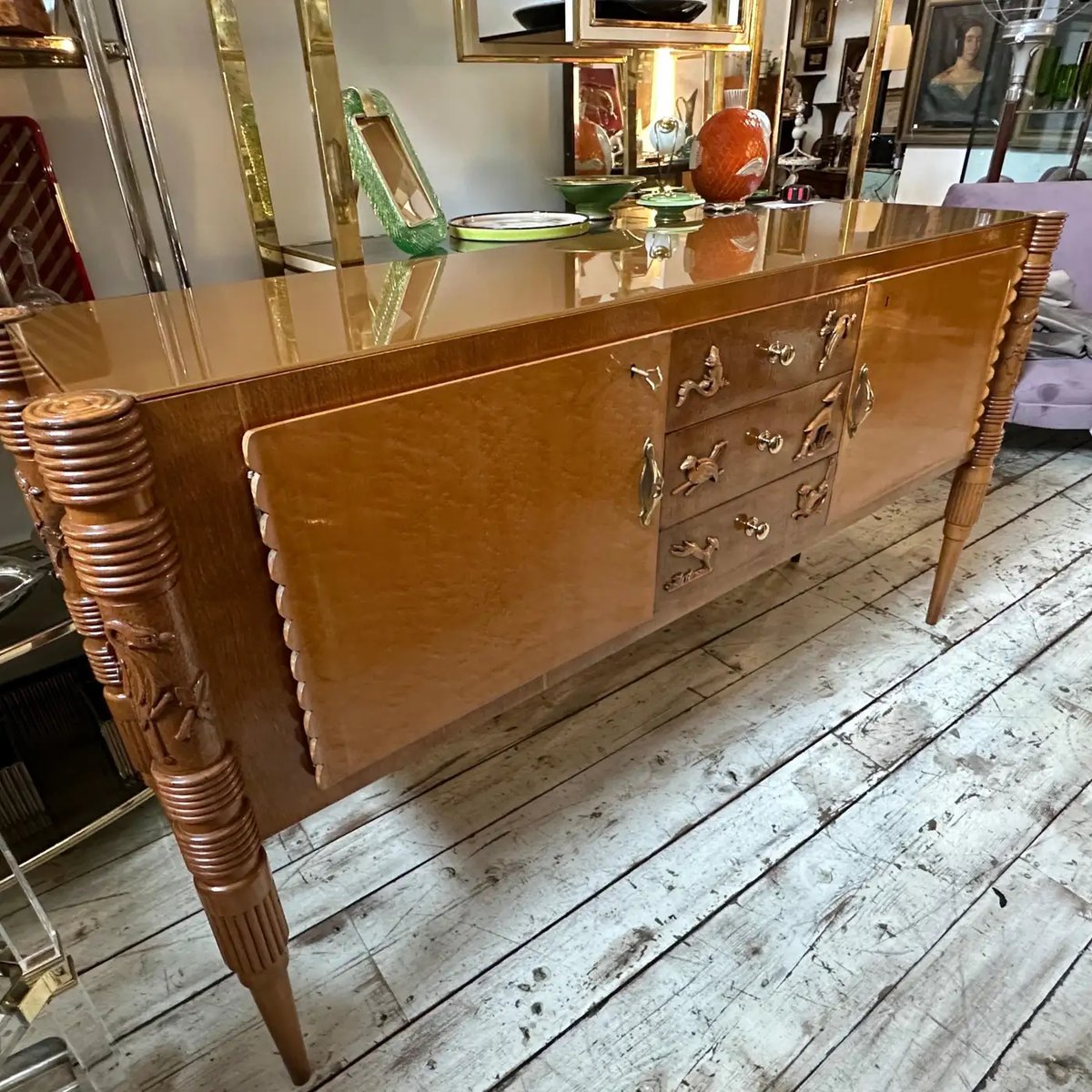 Mid-Century Italian Modern Maple and Oak Wood Sideboard by Pier Luigi ...