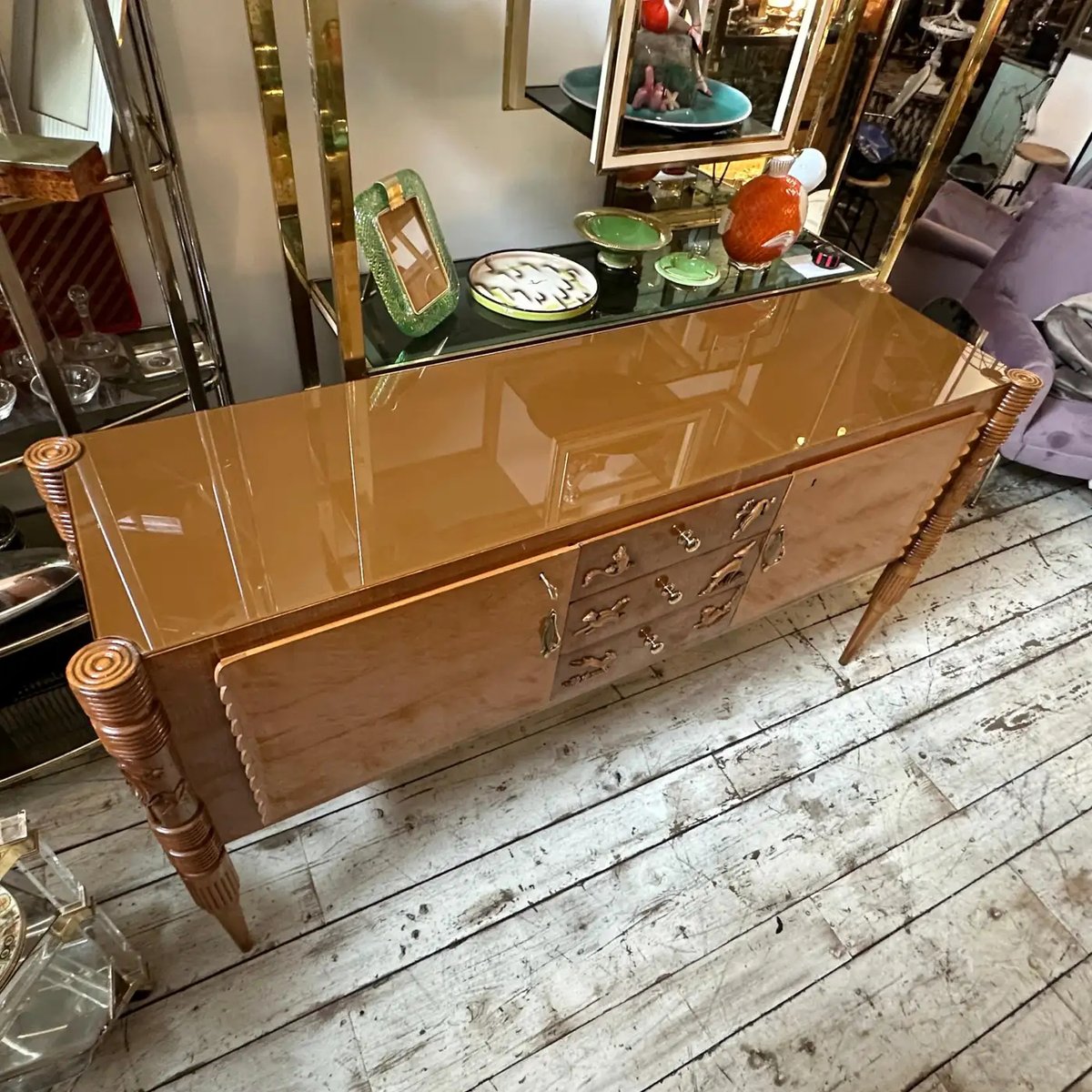 Mid-Century Italian Modern Maple and Oak Wood Sideboard by Pier Luigi ...