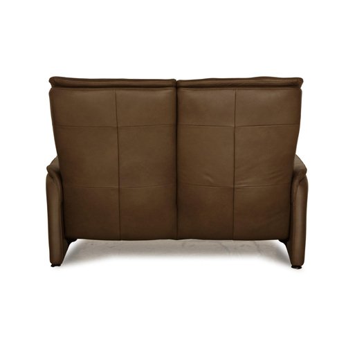 Hukla Brown Leather Two-Seater Sofa for sale at Pamono