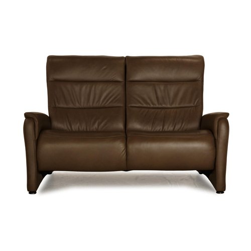 Hukla Brown Leather Two-Seater Sofa for sale at Pamono