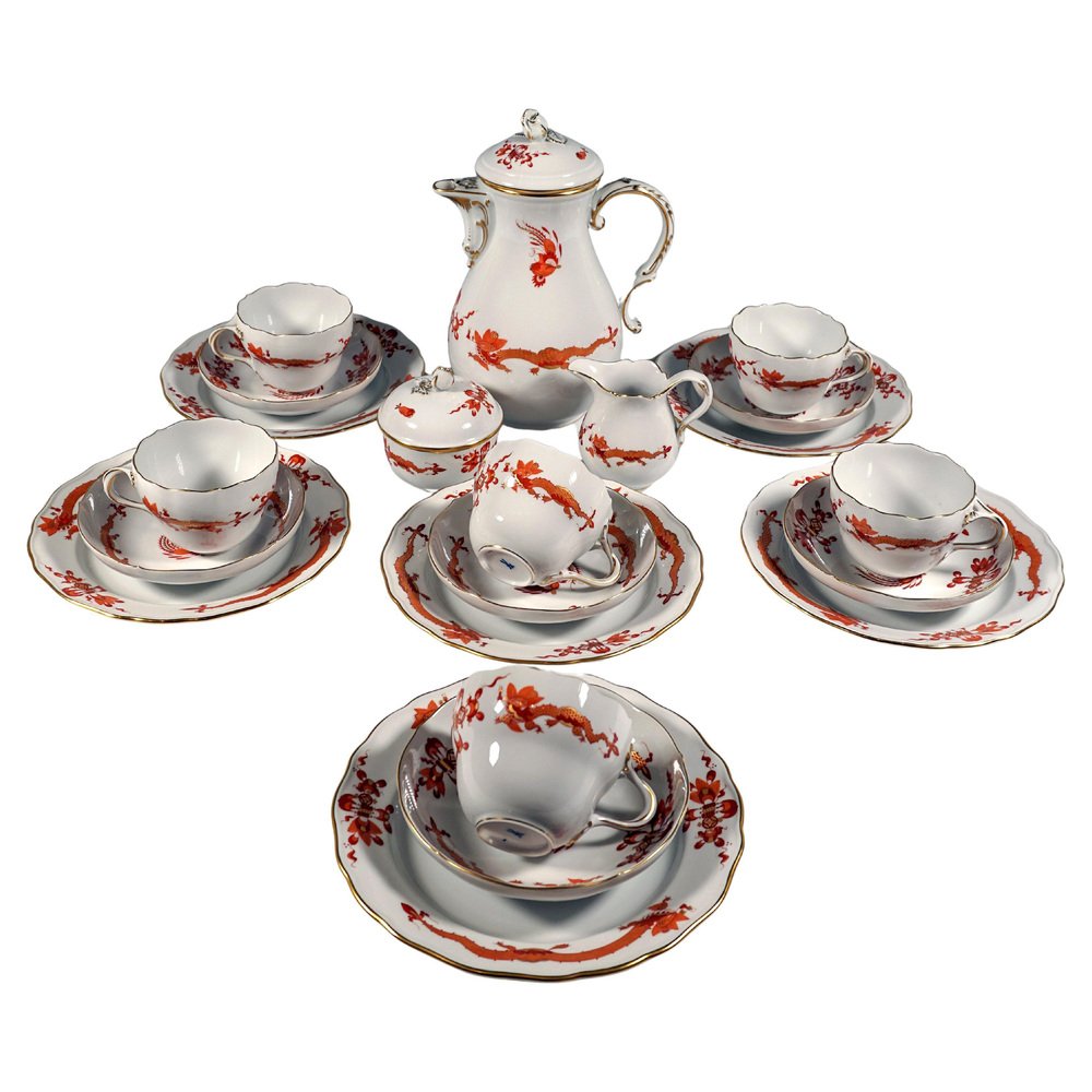 Vintage Coffee Set from Meissen, 1980s, Set of 21 for sale at Pamono