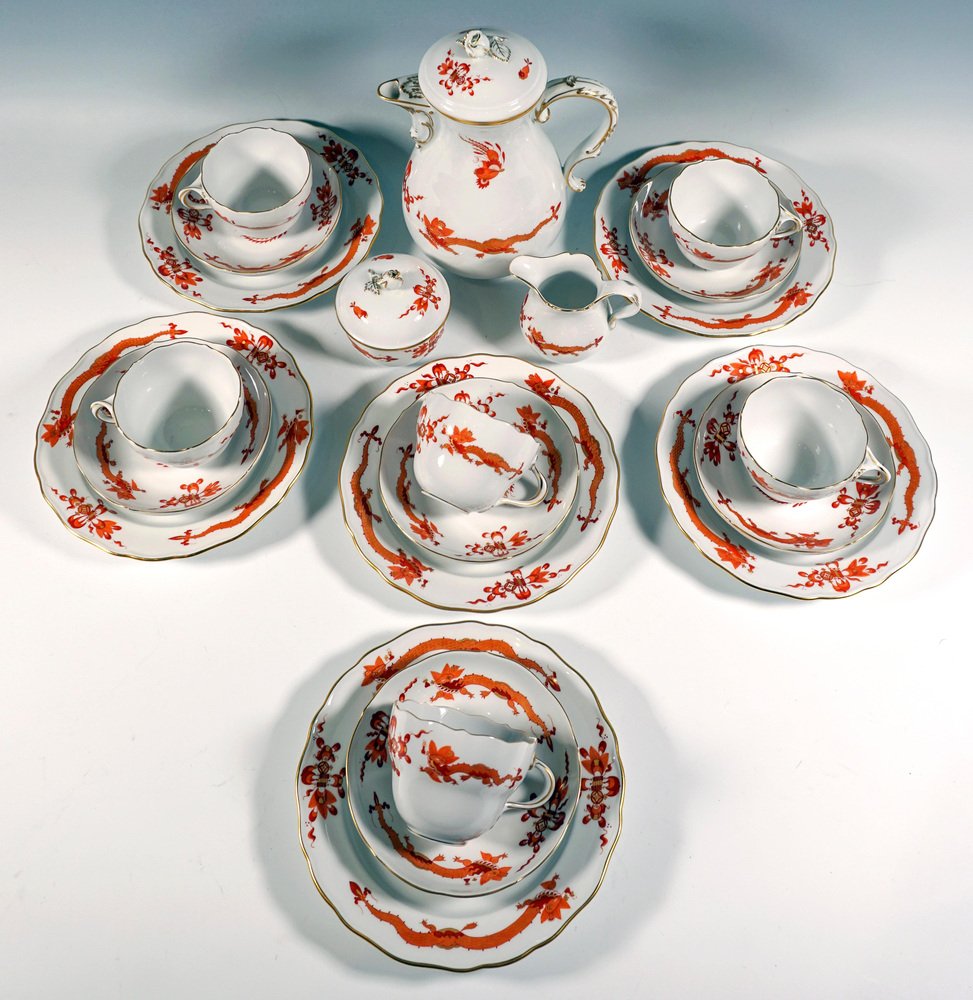 Vintage Coffee Set from Meissen, 1980s, Set of 21 for sale at Pamono