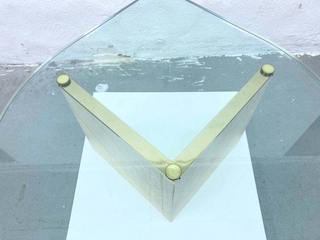 Hollywood Regency Travertine Glass Side Table with Teardrop Top, 1980s ...