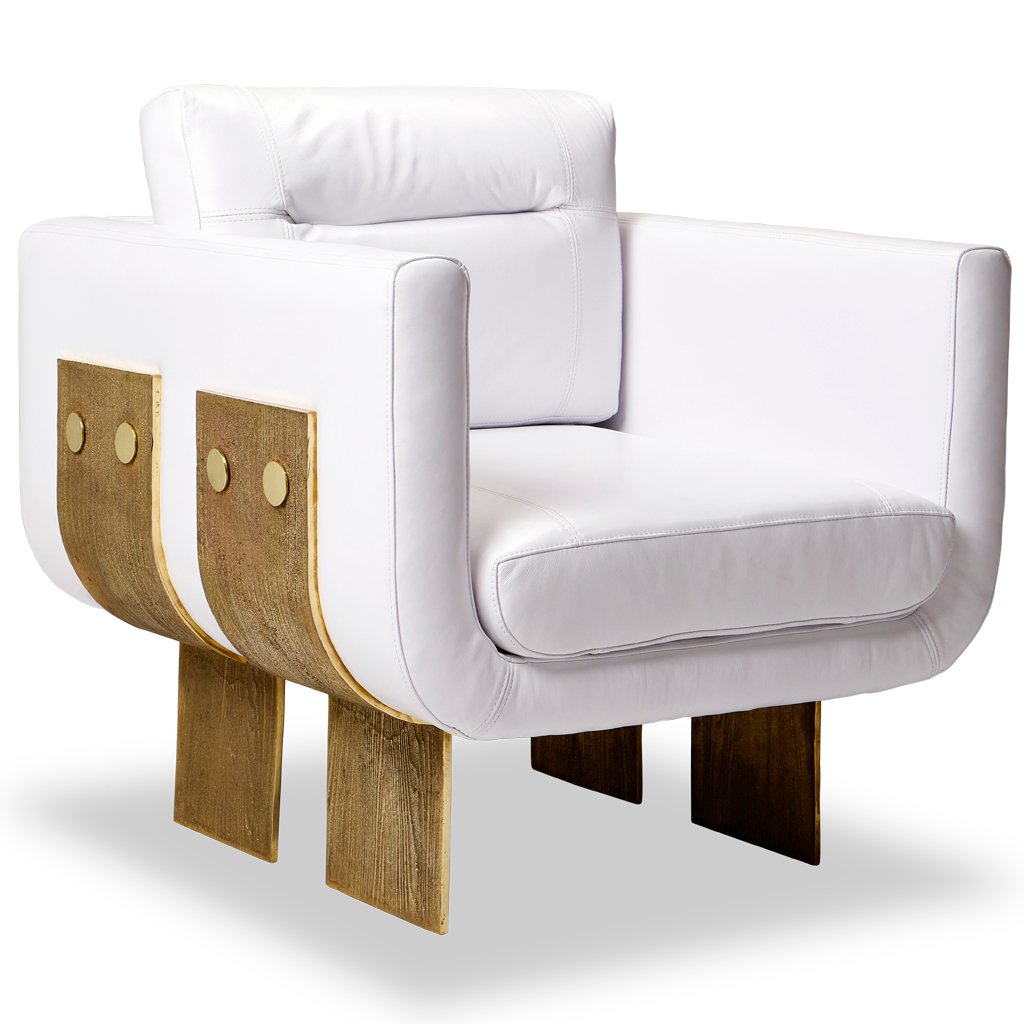 Modern Primal Statement Lounge Chair in White Leather by Egg Designs ...