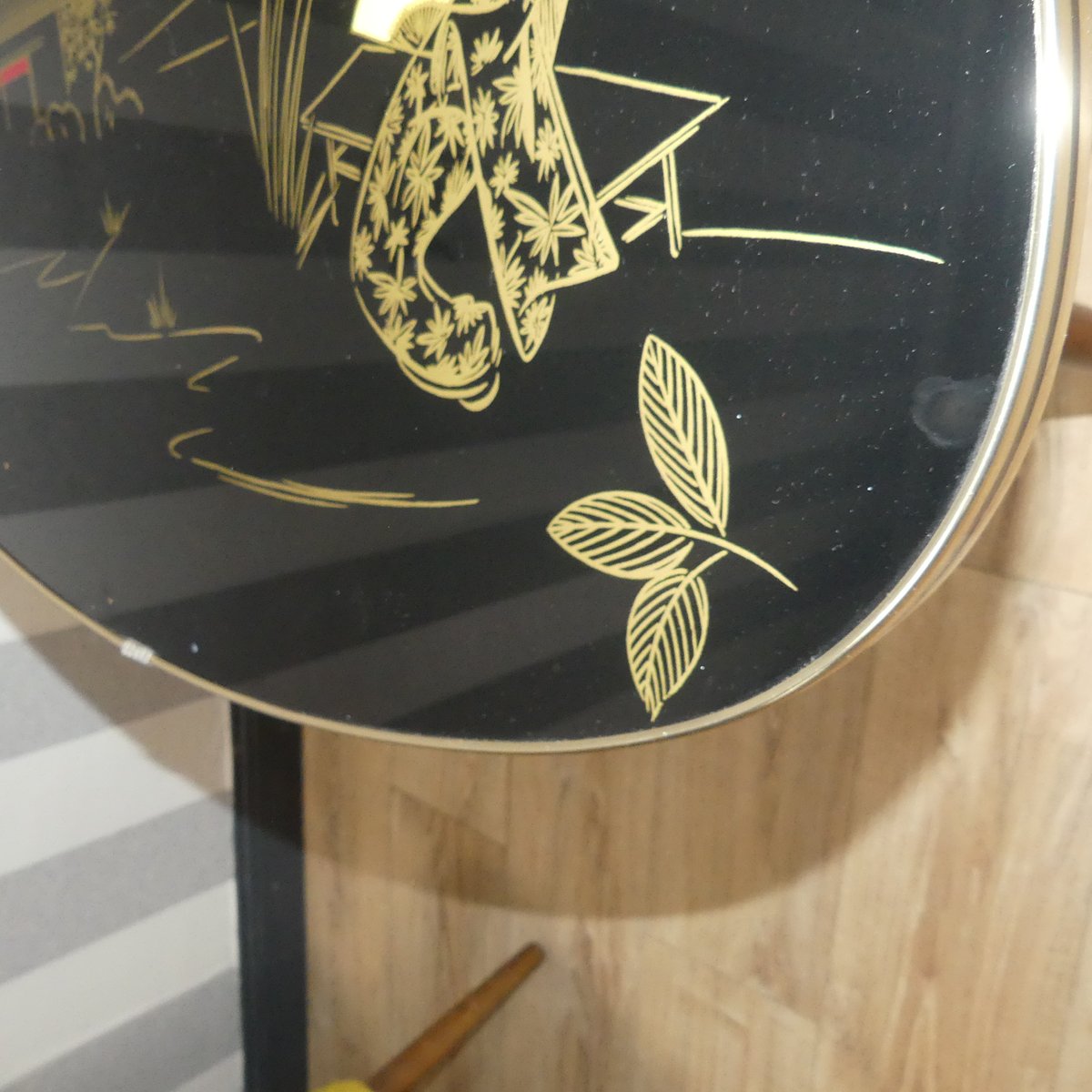 Cocktail Table Black Glass Top Gold Asia Kidney Table, 1950s for sale ...