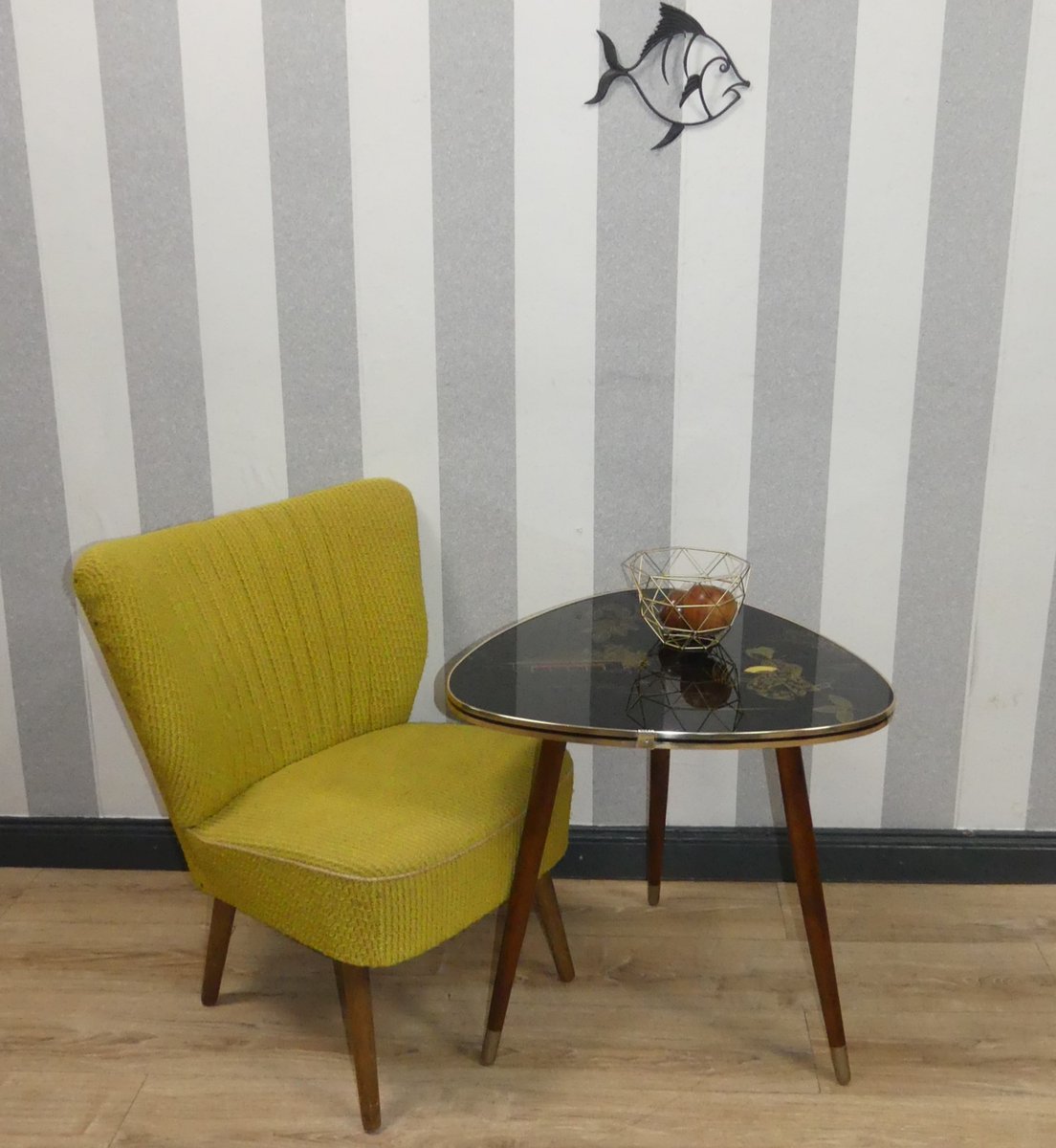 Cocktail Table Black Glass Top Gold Asia Kidney Table, 1950s for sale ...