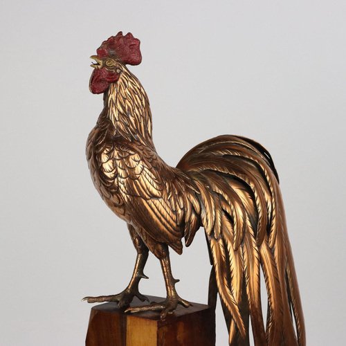 Copper Color Rooster Metal Sculpture for sale at Pamono