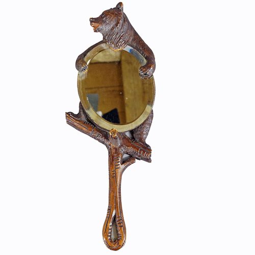 Antique Victorian Vanity Mirror with Bear, 1900s for sale at Pamono