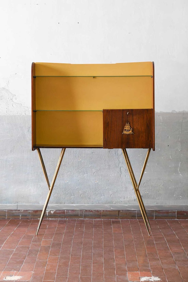 Mid-Century Bar Counter in Brass and Glass, 1950s, Set of 2 for sale at ...