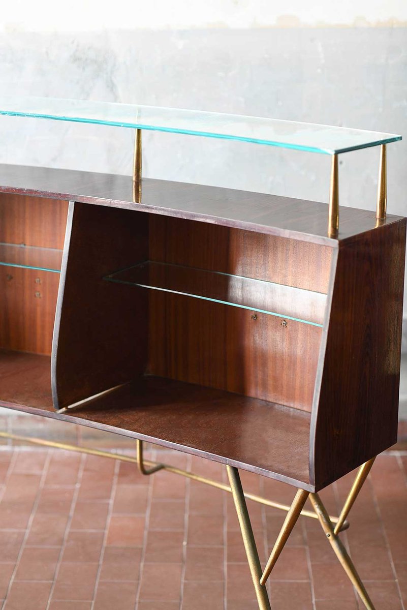 Mid-Century Bar Counter in Brass and Glass, 1950s, Set of 2 for sale at ...