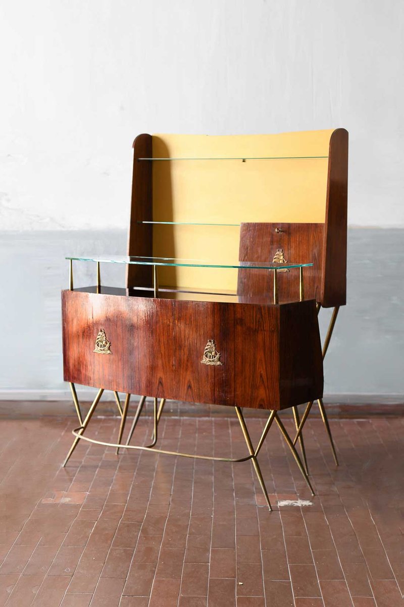 Mid-Century Bar Counter in Brass and Glass, 1950s, Set of 2 for sale at ...