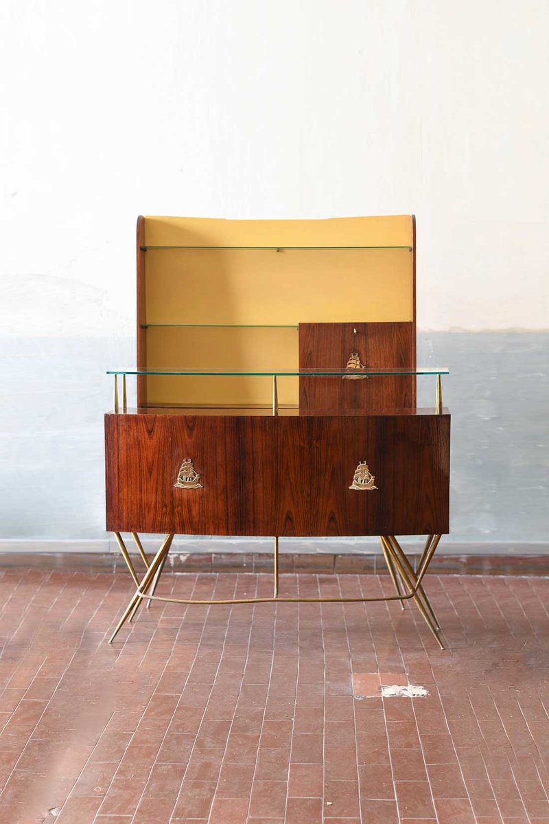 Mid-Century Bar Counter in Brass and Glass, 1950s, Set of 2 for sale at ...
