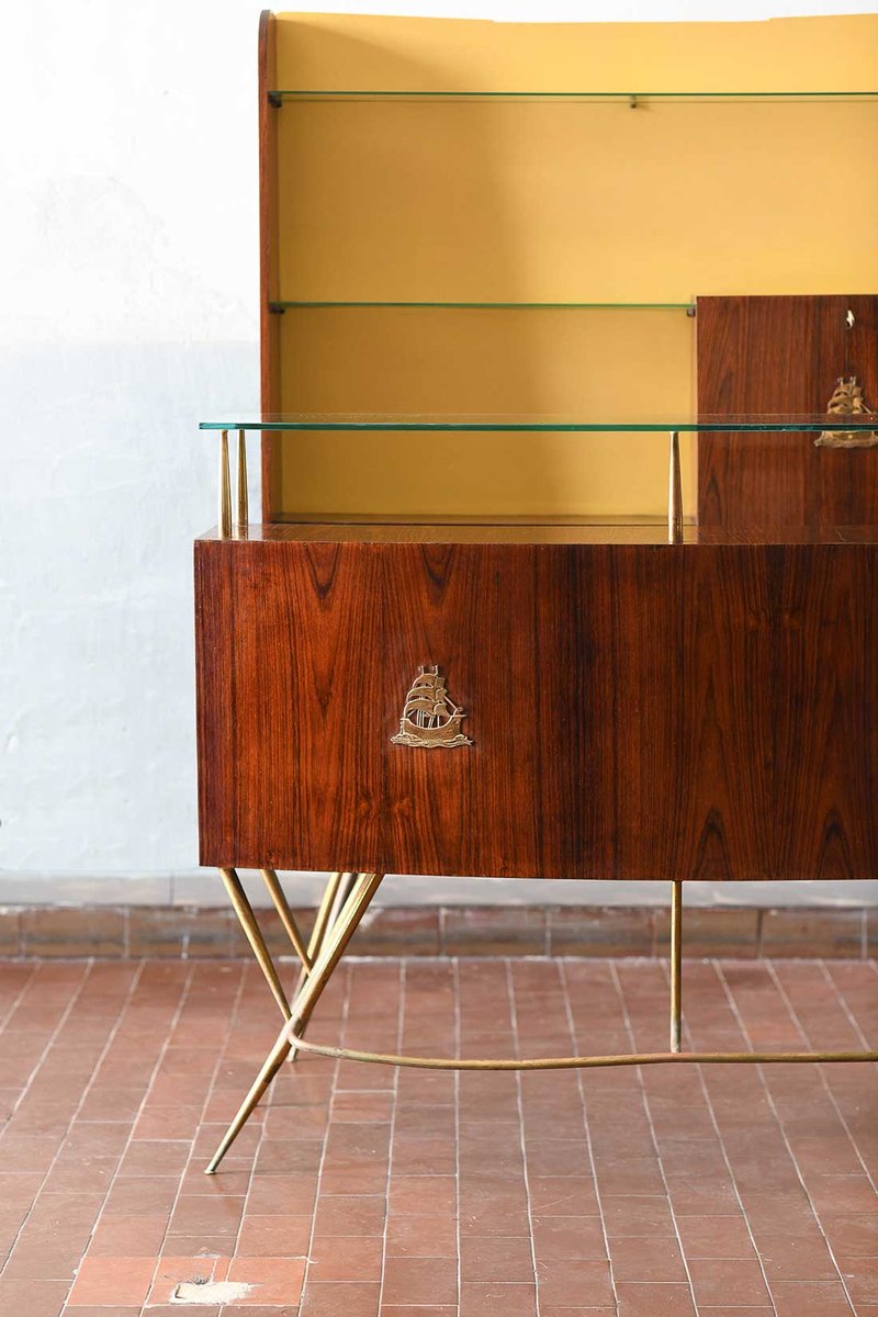 Mid-Century Bar Counter in Brass and Glass, 1950s, Set of 2 for sale at ...