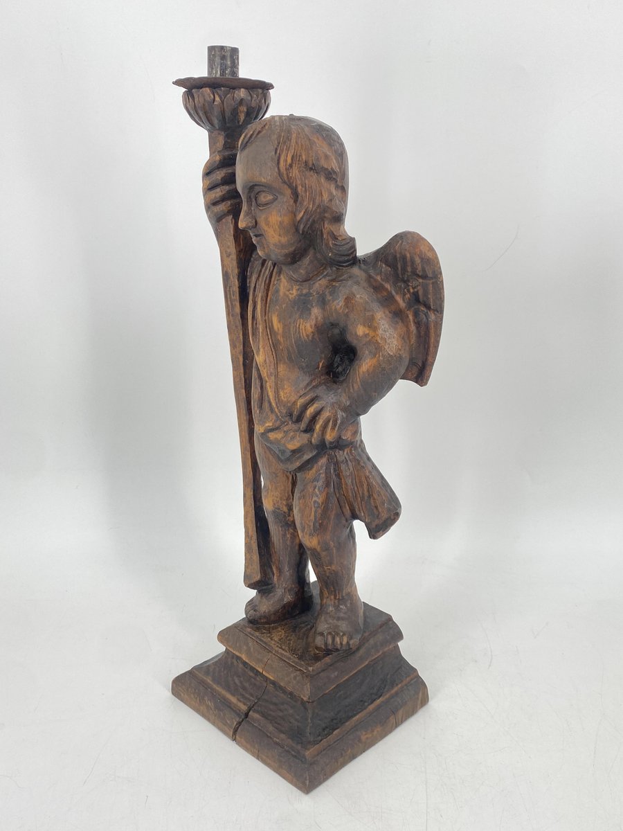 Gothic Angel Figure, 1800s, Limewood for sale at Pamono