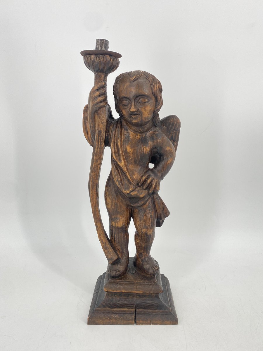Gothic Angel Figure, 1800s, Limewood for sale at Pamono