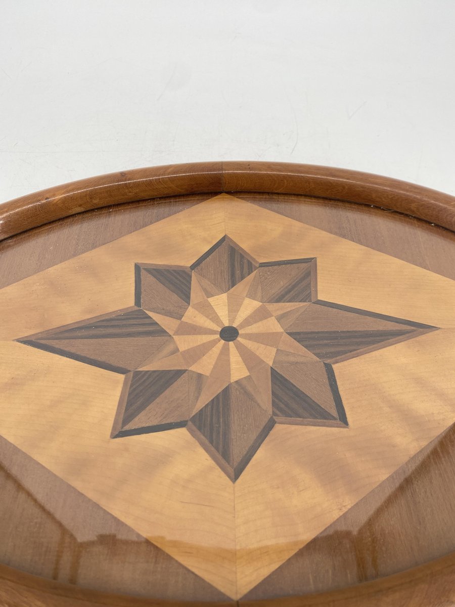 Antique Tray with Elaborate Wooden Inlays in the Shape of a Star, 1900s ...