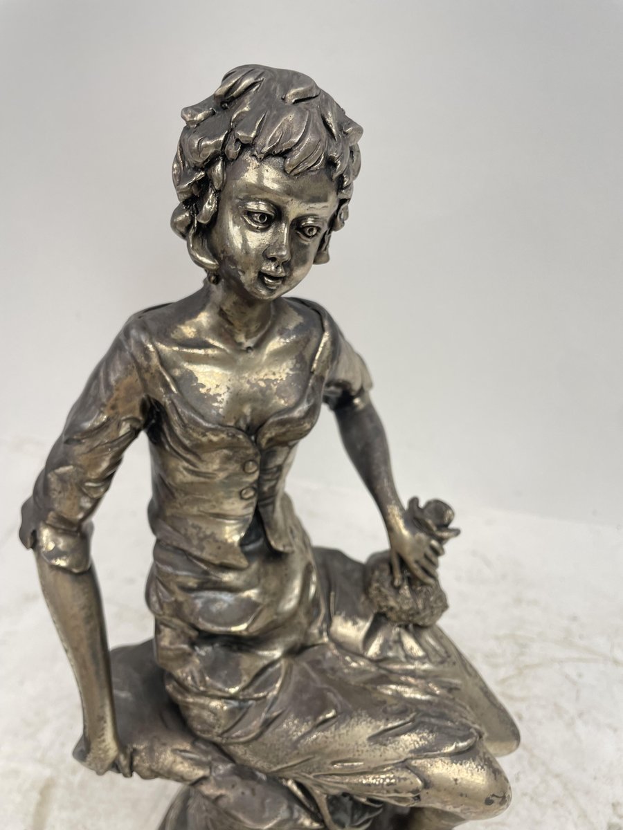 Statue in Silvered Pewter, 1920s for sale at Pamono