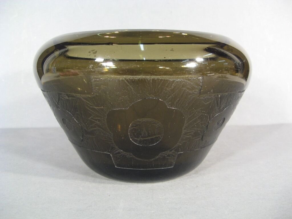 Art Deco Acid-Etched Glass Bowl from Gilly, 1930s for sale at Pamono