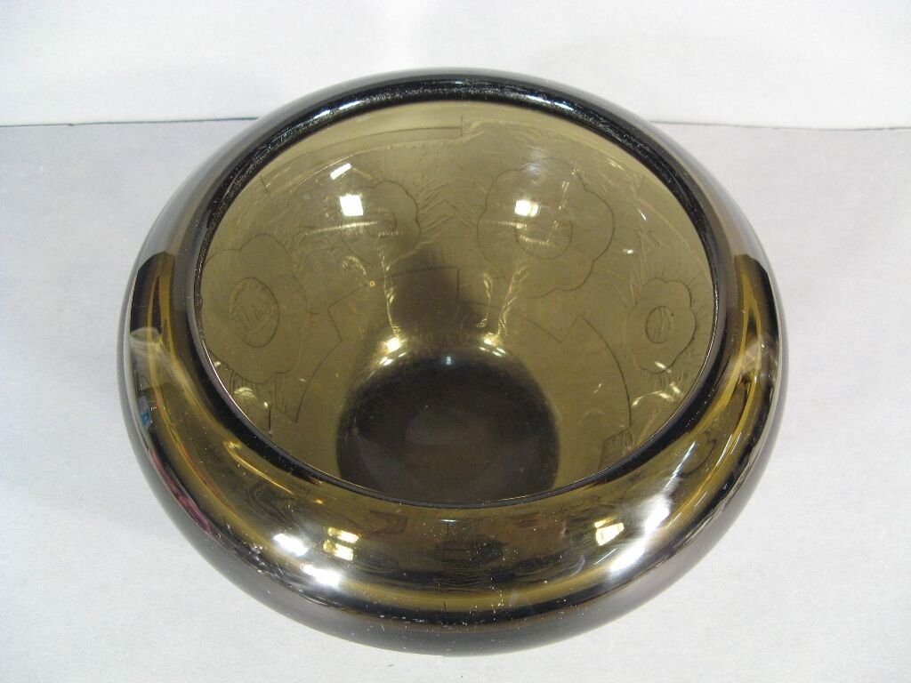 Art Deco Acid-Etched Glass Bowl from Gilly, 1930s for sale at Pamono