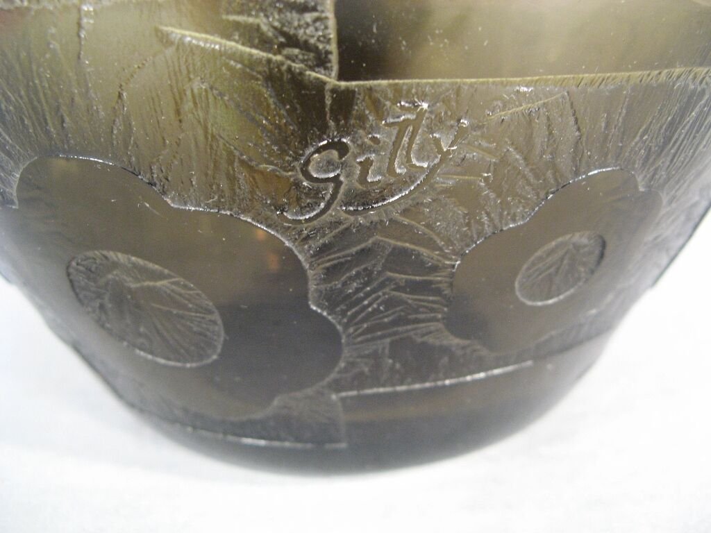 Art Deco Acid-Etched Glass Bowl from Gilly, 1930s for sale at Pamono