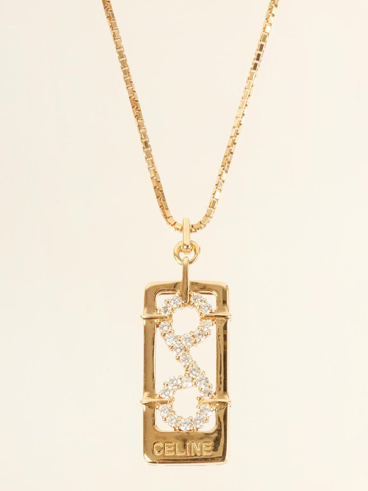 18K Diamond Logo Plate Necklace from Celine for sale at Pamono