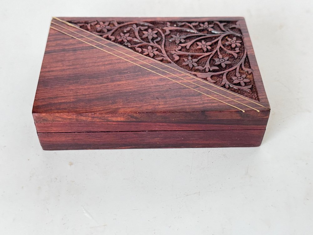Decorative Cigarette Box in Wood, India, 1960s for sale at Pamono