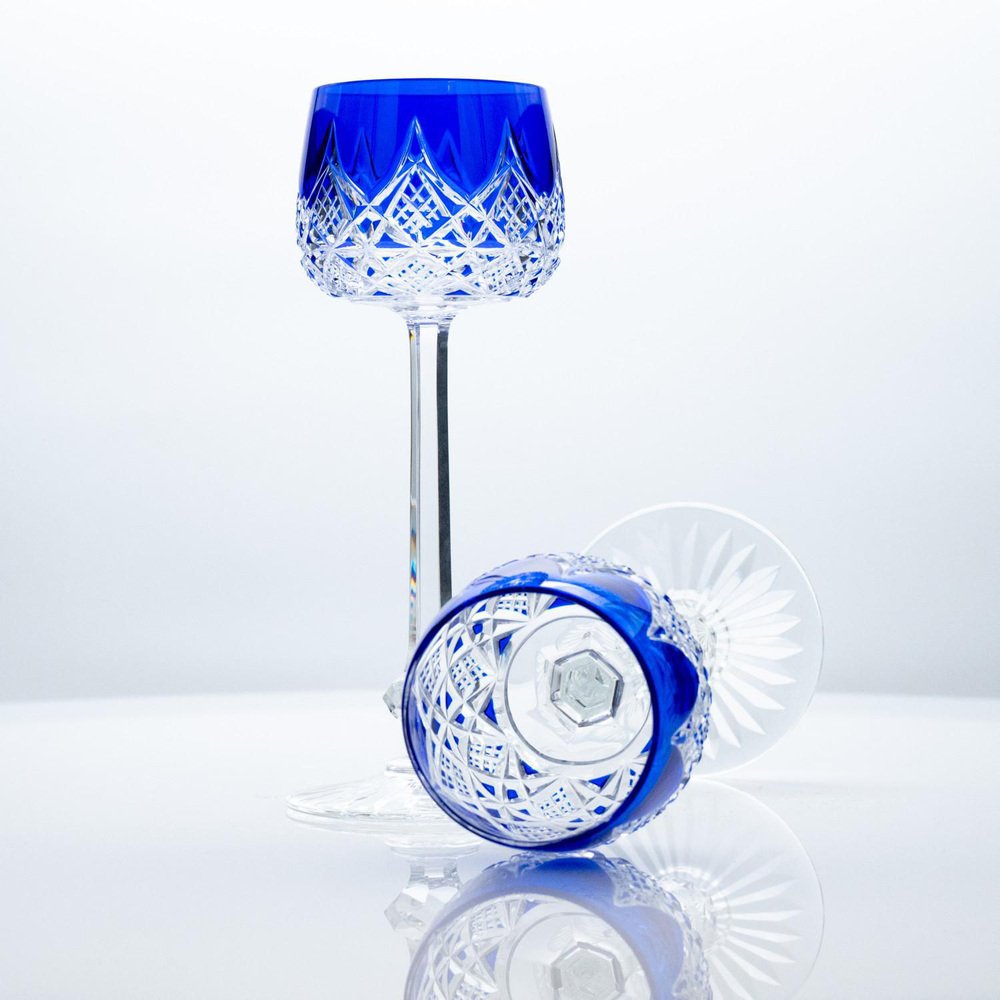 Blue Baccarat Crystal Glasses, France, 1960s, Set of 10 for sale at Pamono