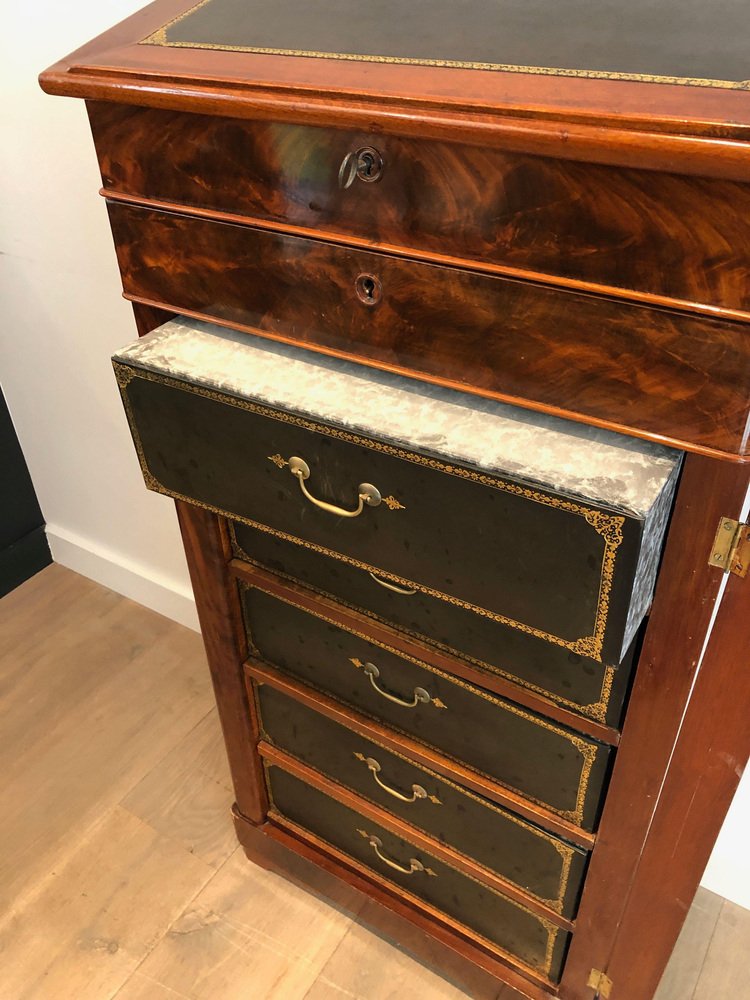 Notary Cabinet in Mahogany and Leather, 1950 for sale at Pamono