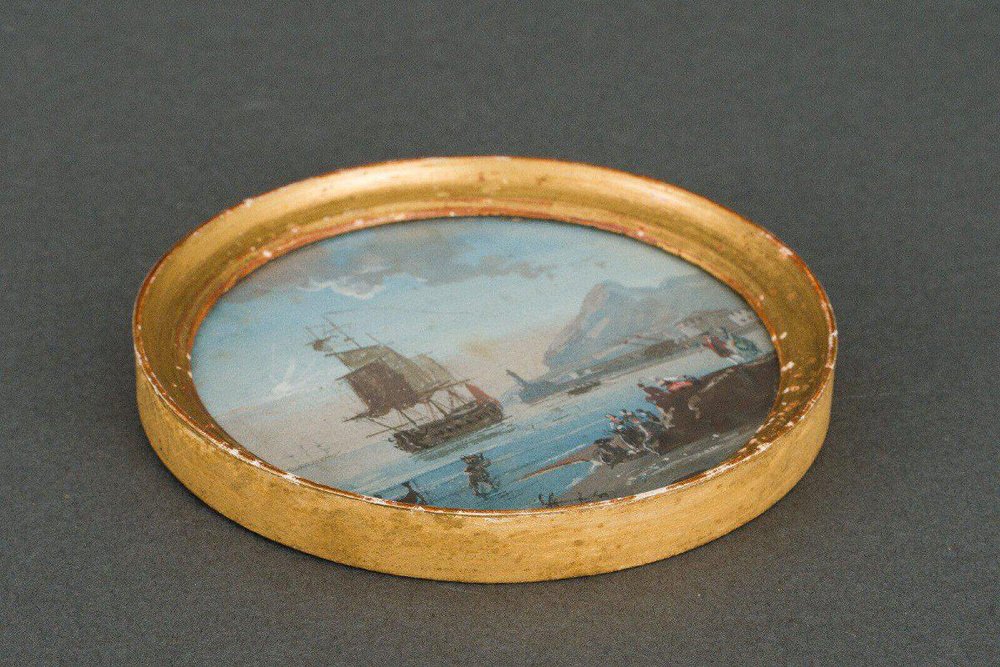 After Quentin de La Tour, Miniature Galleon and Port Scene, 1700s ...