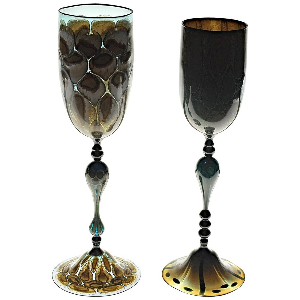 Turtoise Murano Glass Goblets from Pauly & Co., Set of 2 for sale at Pamono