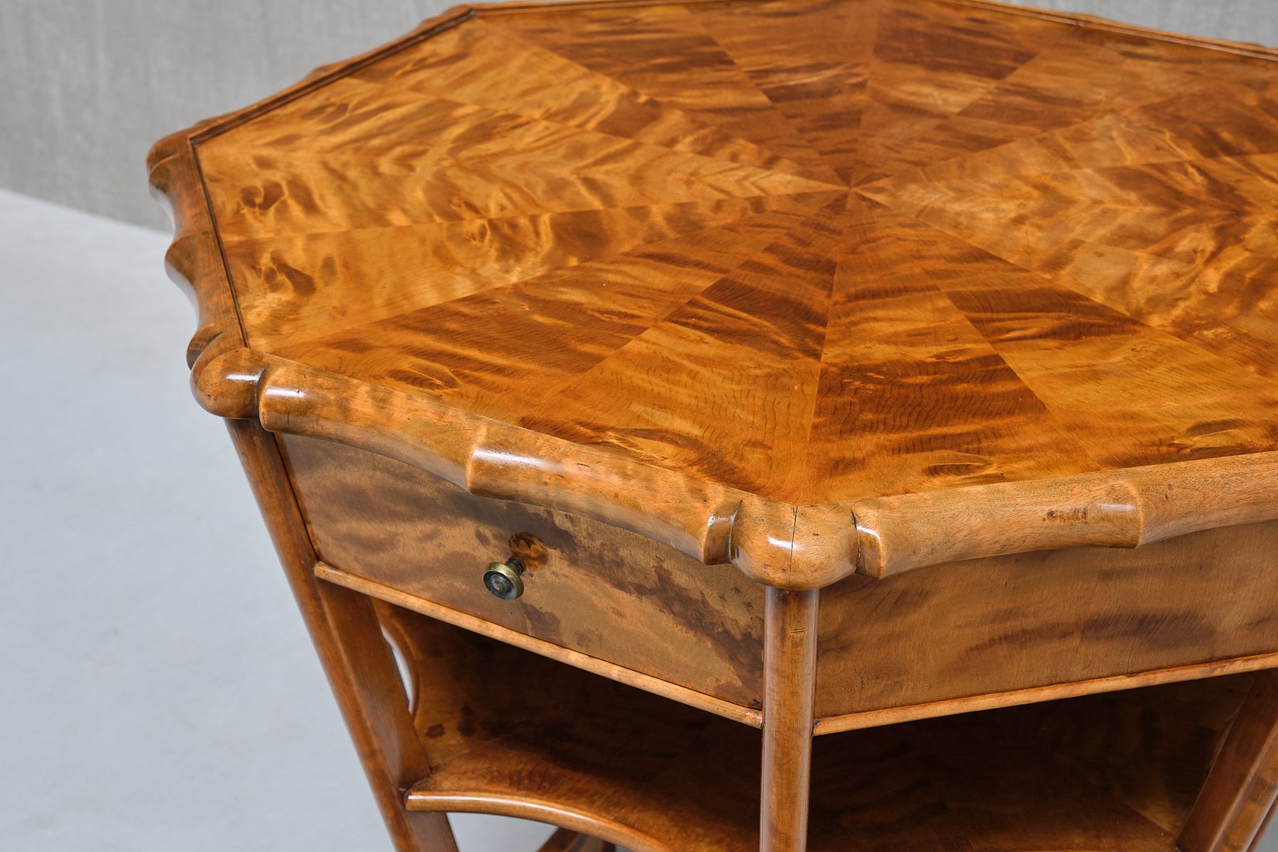 Expressionist Octagonal Center Table in Flamed Birch, Germany, 1920s ...