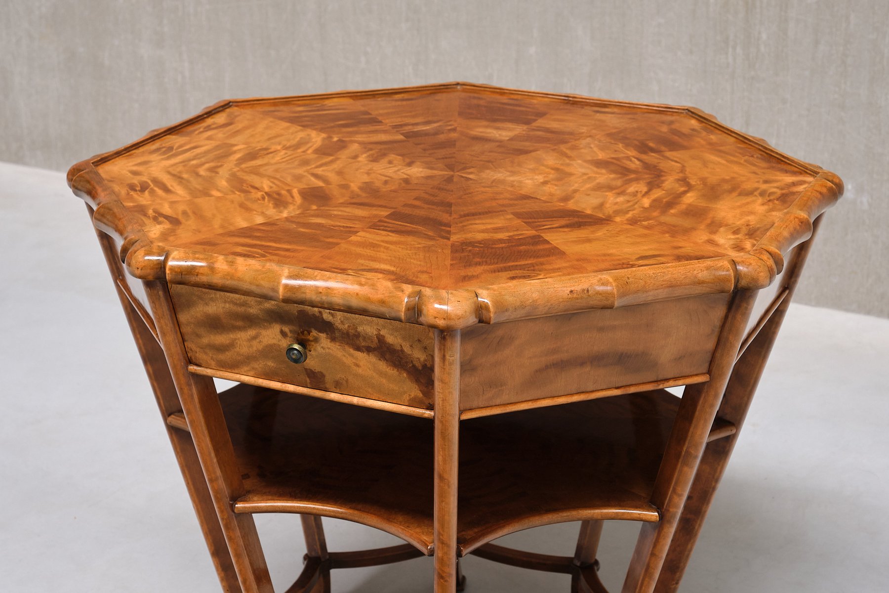 Expressionist Octagonal Center Table in Flamed Birch, Germany, 1920s ...