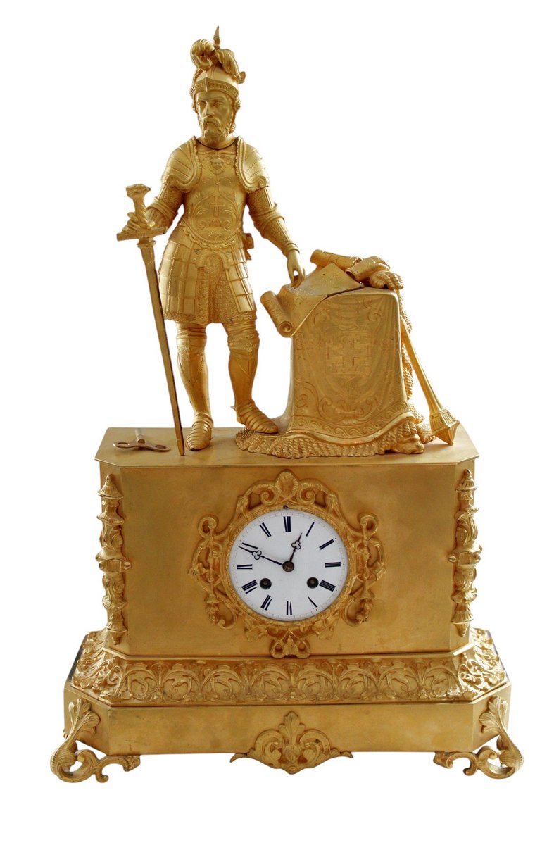 Mantel Clock in Gilded Bronze from Carl Ranch for sale at Pamono