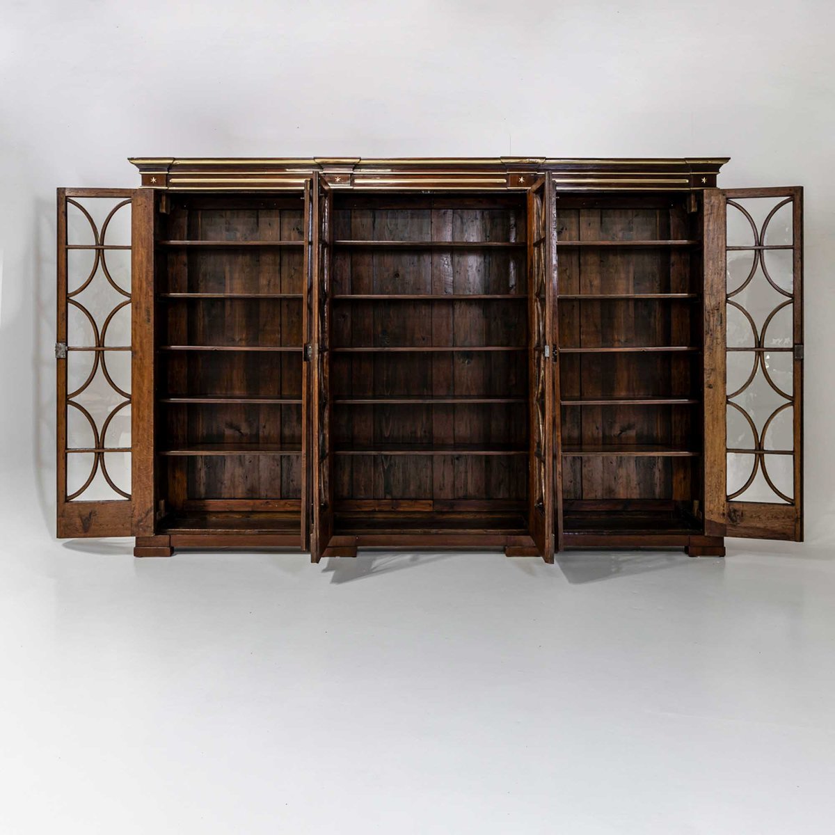 Large German Library Cabinet with Brass Fluting, 1800s for sale at Pamono